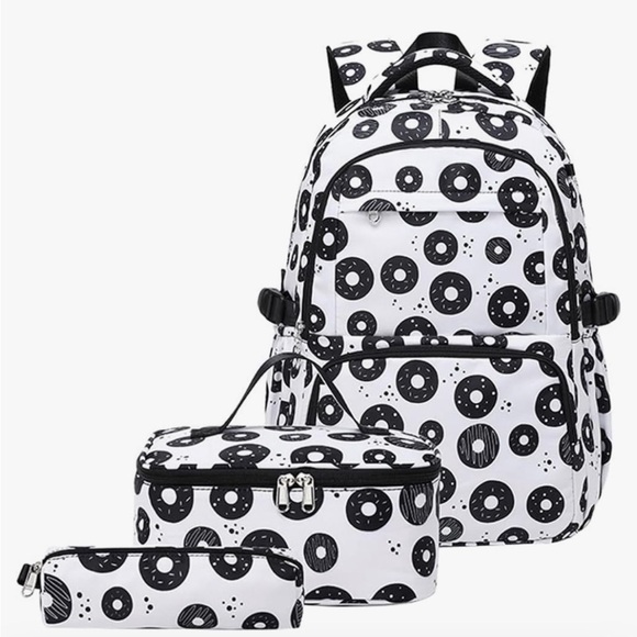 made in china | Bags | Stylish Black And White Donut Patterned Backpack ...